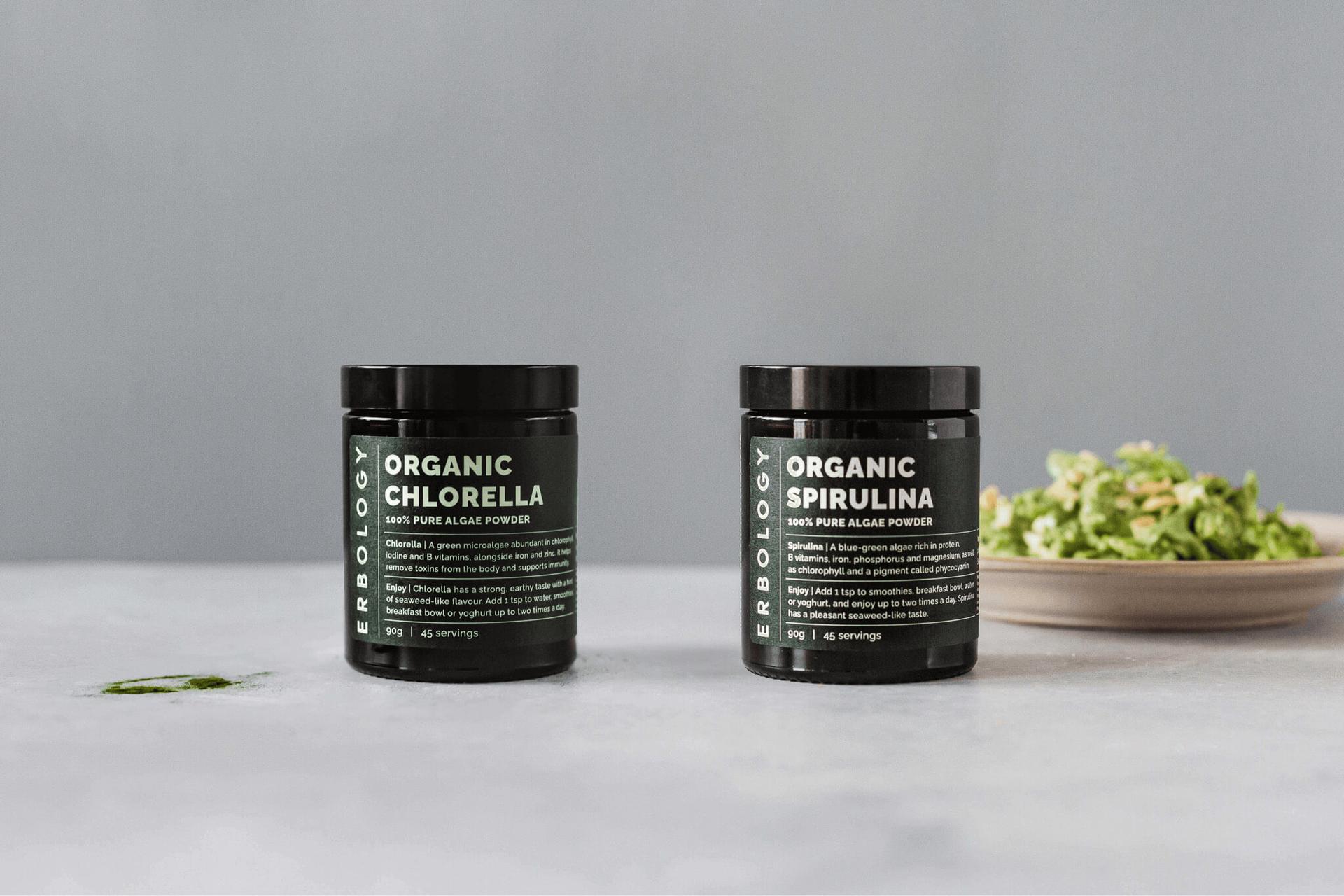 Organic Microalgae Bundle - Organic Chlorella & Spirulina Powder - Erbology
